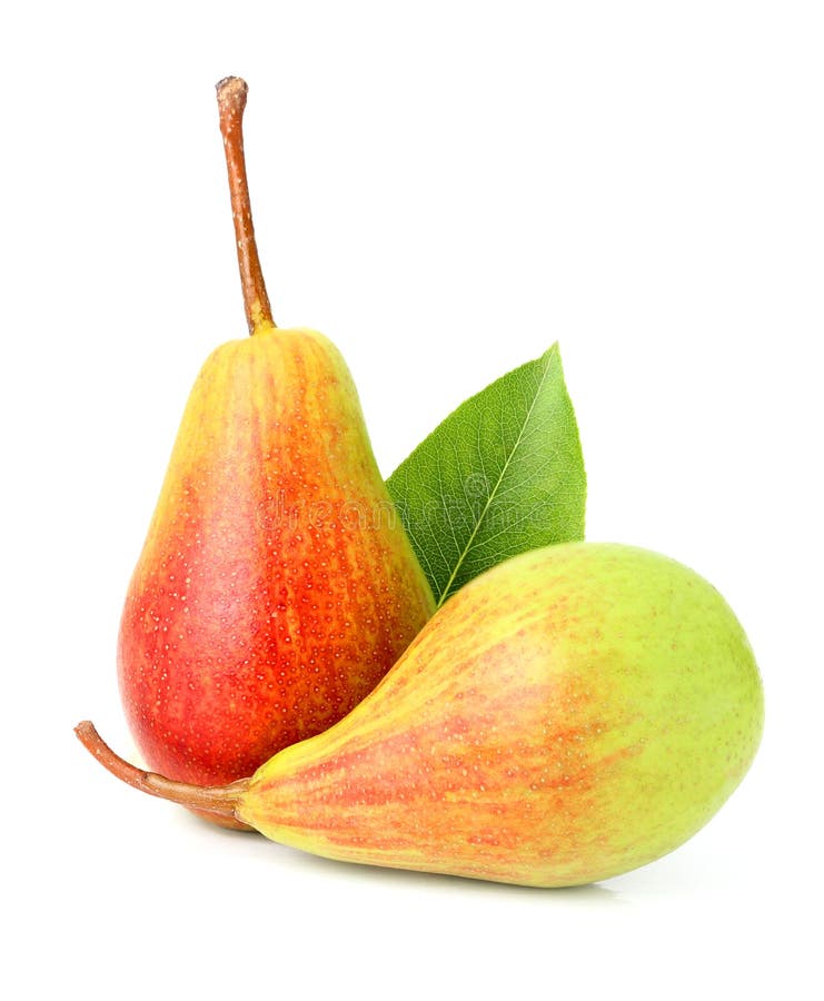 Ripe Pears Isolated with Leaves. Stock Photo - Image of full, isolated ...