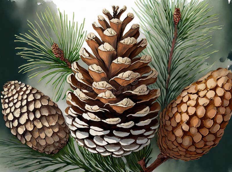 Ripe Pine Cones Illustration Stock Illustration - Illustration of ripe, ingredient: 303208002