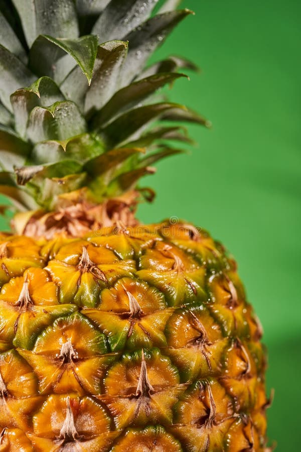 Ripe Pineapple on Green Background. Close-up Shooting Stock Image ...