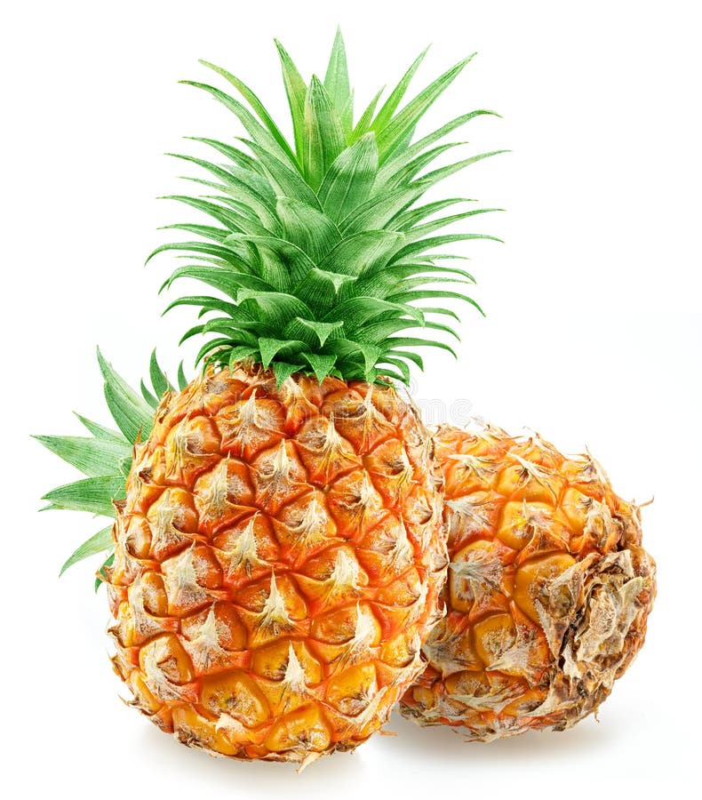 Ripe Pineapple and Pineapple Slices Isolated on White Background. File ...