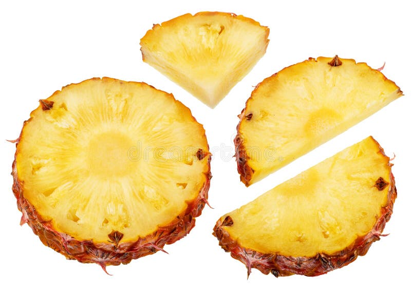 Ripe Pineapple and Pineapple Slices Isolated on White Background. File ...