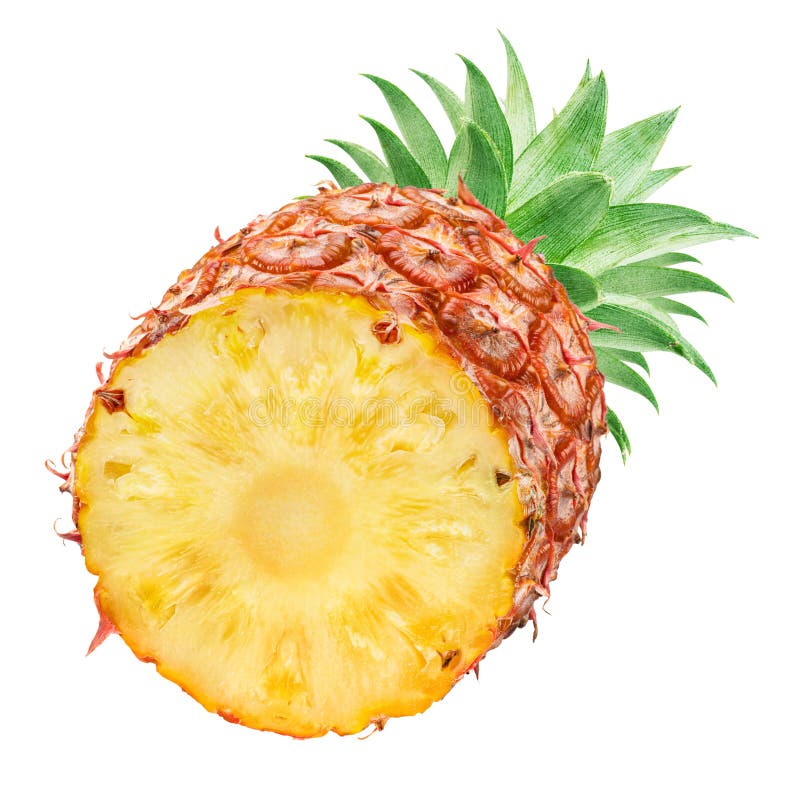 Ripe Pineapple and Pineapple Slices Isolated on White Background. File ...
