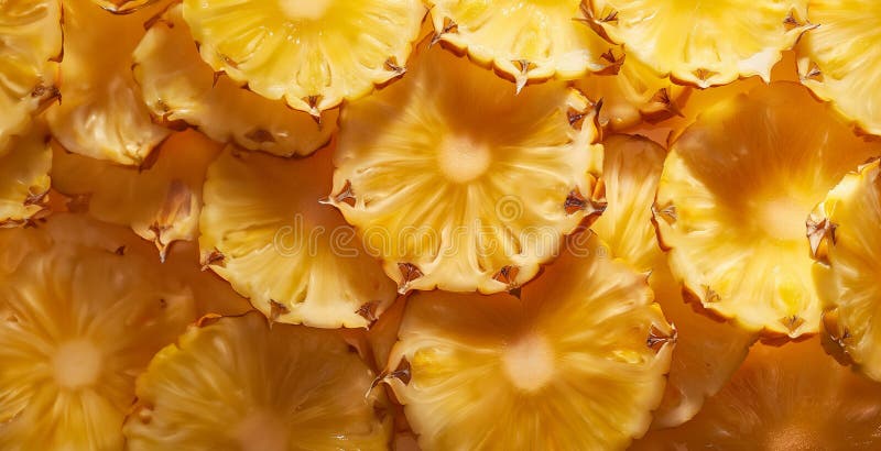 Ripe Pineapple Texture Close Up Slices Banner. Banner Stock ...