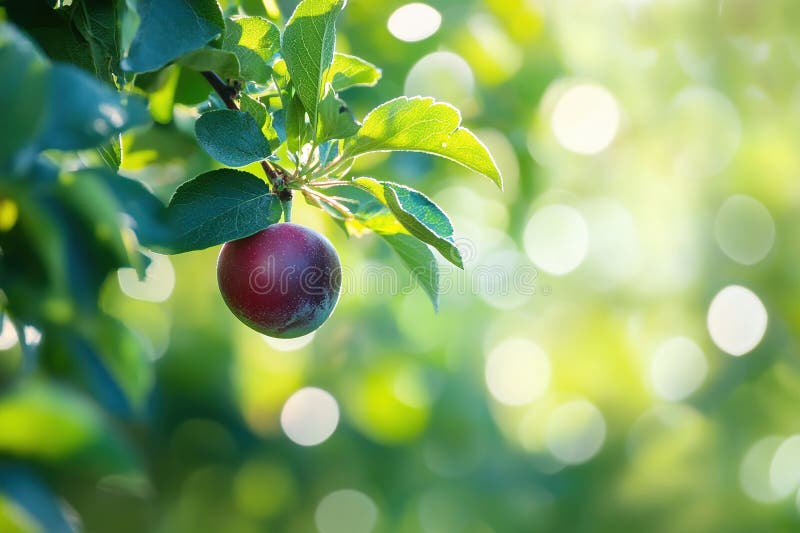 Ripe Plum Hanging on Tree Branch with Sunlit Background Stock Image ...