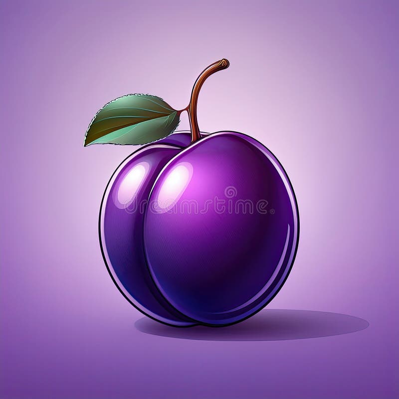 Ripe Plum with Soft Shadows Stock Illustration - Illustration of ...