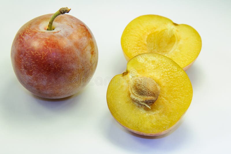 Ripe Plums in a Cut. Bone. Juicy Fruit Stock Photo - Image of cuisine ...