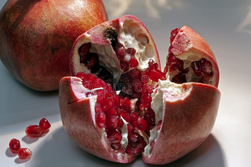 Pomegranate Split Open stock image. Image of blue, juice - 46571