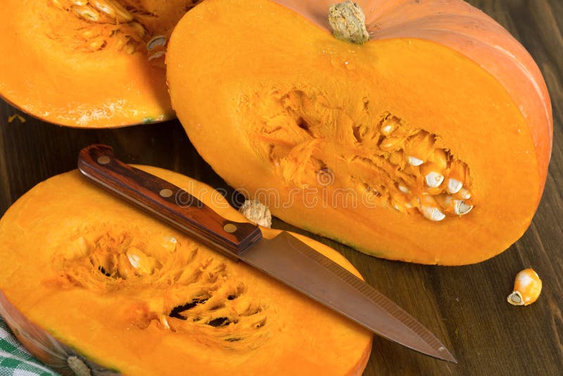 Ripe Pumpkin Cut into Pieces Stock Photo - Image of gourd, nature: 80069750