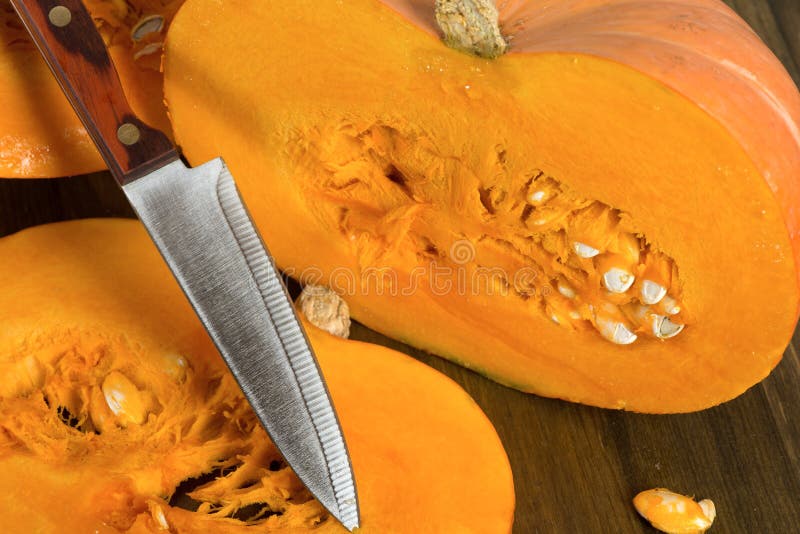 Ripe Pumpkin Cut into Pieces Stock Photo - Image of gourd, nature: 80069750