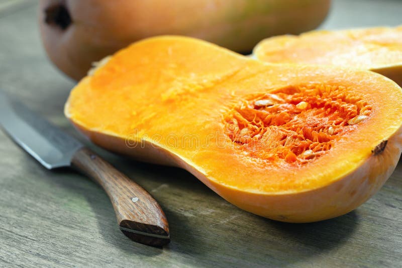 Ripe pumpkin. stock photo. Image of knife, ingredient - 127822942