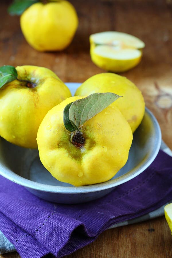 Ripe quince in a bowl stock image. Image of sweet, food - 35816667