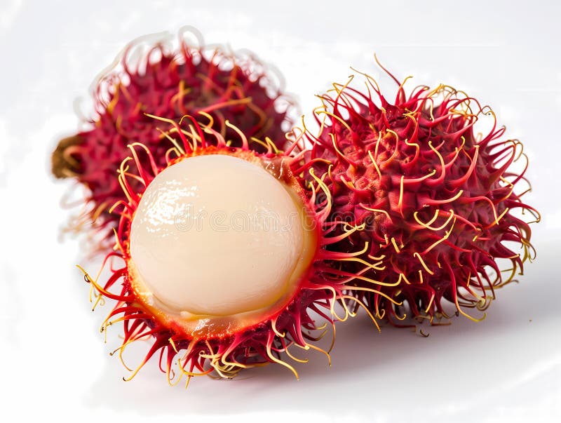 A Ripe Rambutan Fruit with a White Centre Stock Illustration ...