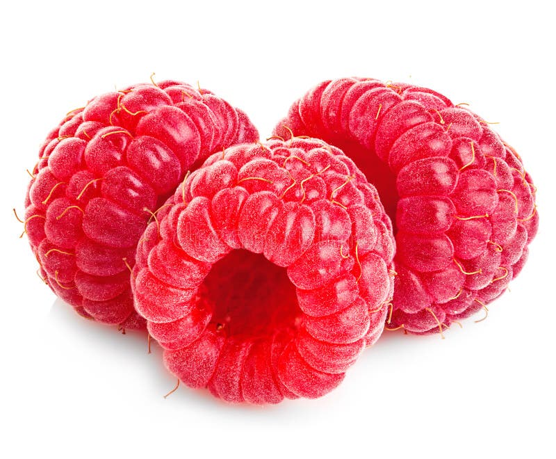 Ripe Raspberries Close-up on White Background Stock Image - Image of ...