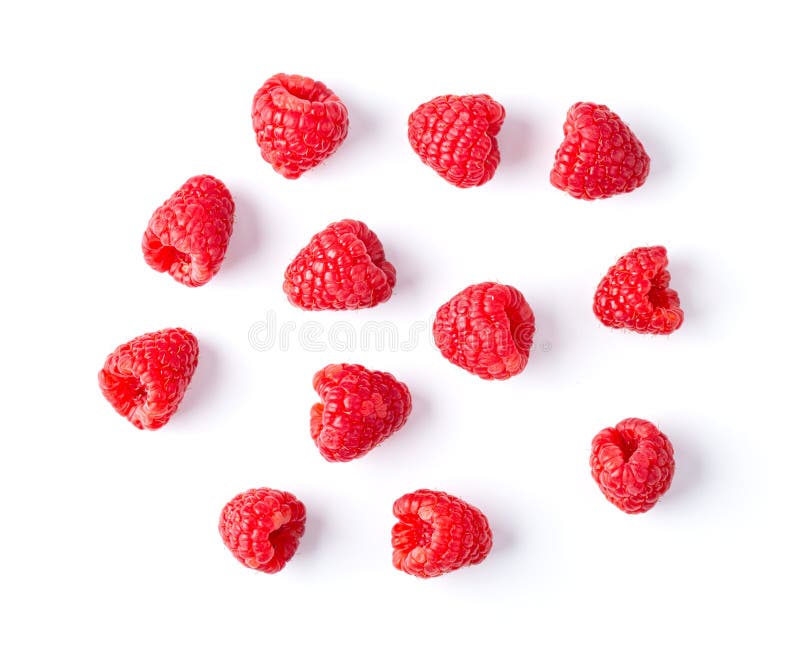 Ripe Raspberries Isolated on White Background Stock Photo - Image of ...