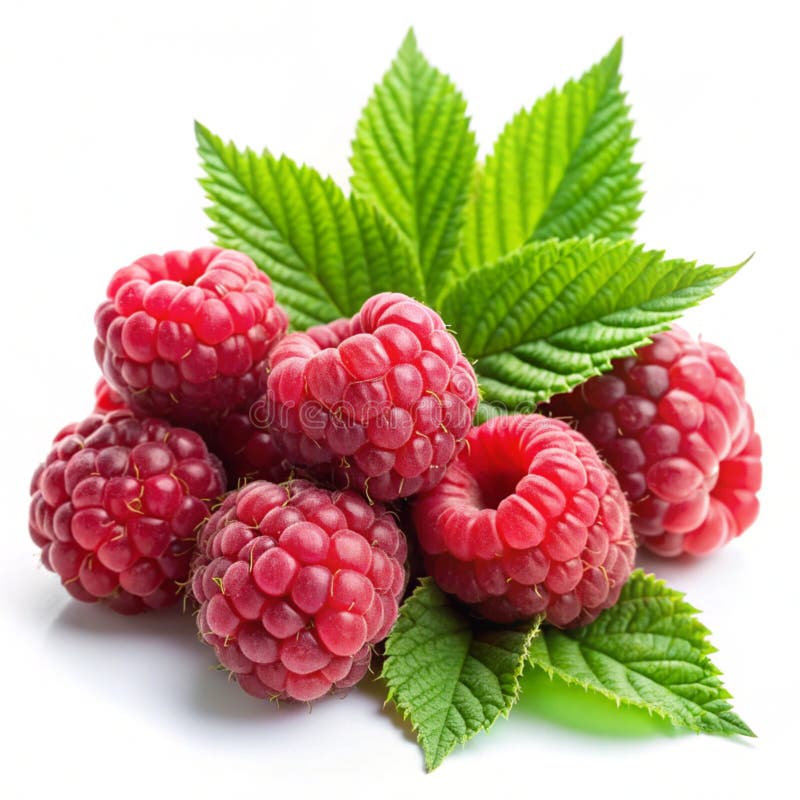 Ripe Raspberries with Leaves Stock Image - Image of isolated, colorful ...