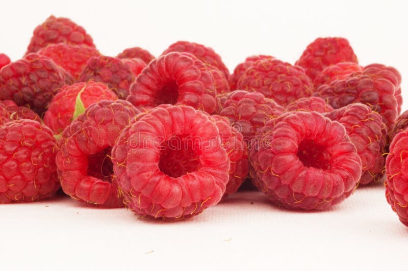 Ripe Raspberries on White Background Stock Photo - Image of freshness ...