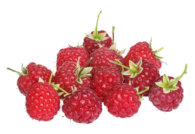 Ripe Raspberries on White Background Stock Photo - Image of background ...