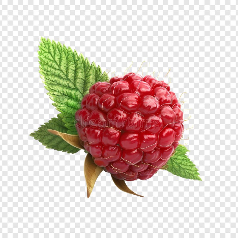 Ripe Raspberry with Green Leaves Stock Illustration - Illustration of ...