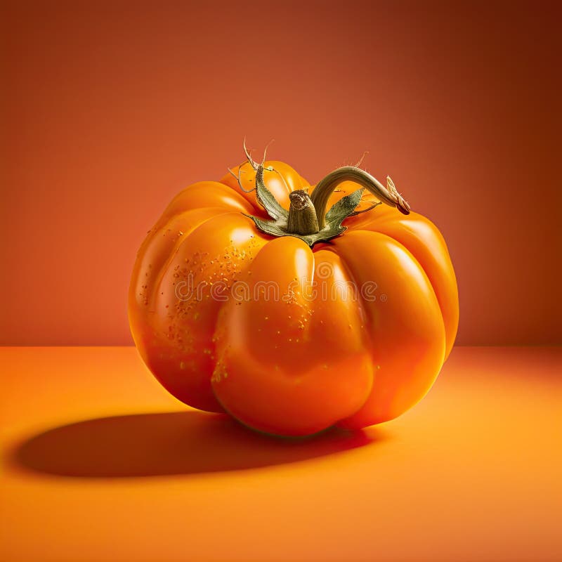 Raw Organic Tomato on Solid Mustard Orange Background.Vegan Healthy ...