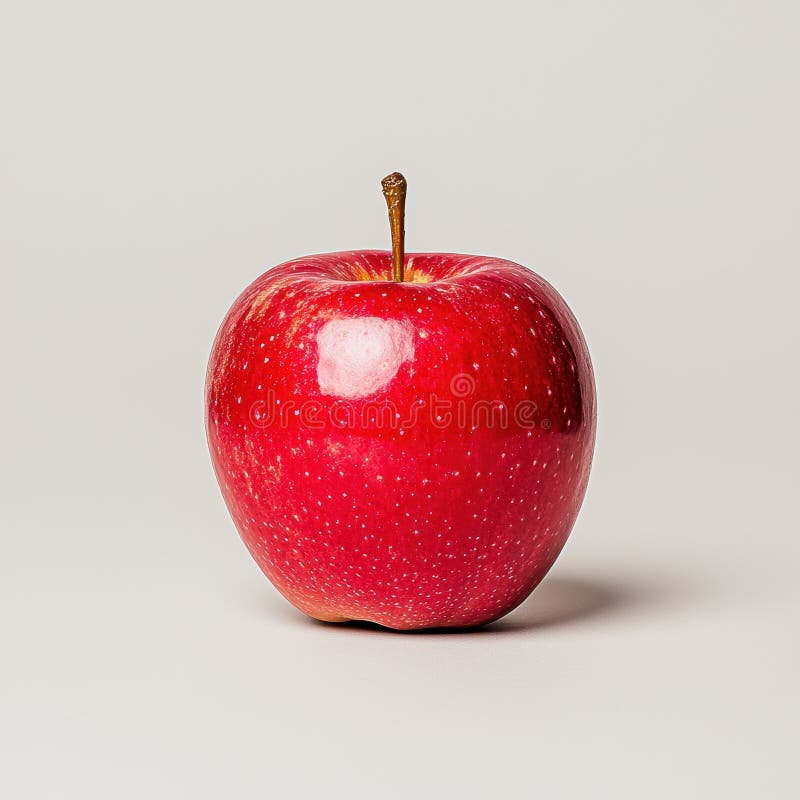 Ripe red apple with stem stock illustration. Illustration of nutrition ...