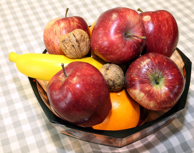 Ripe Red Apples and Fruit in the Basket Stock Image - Image of ...