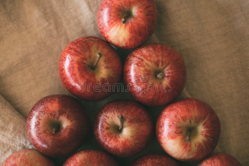 Ripe Red Apples Piled As Background. Top View of Fresh Apples Stock ...