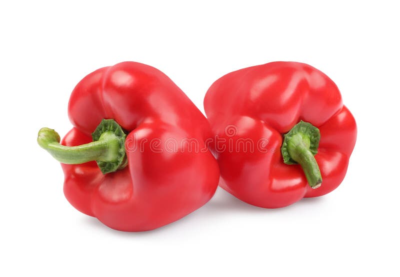 Ripe Red Bell Peppers Isolated Stock Photo - Image of food, cooking ...