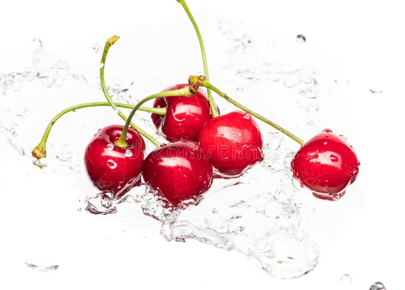 Ripe Red Cherry Abandoned and Falling into the Water Stock Photo ...
