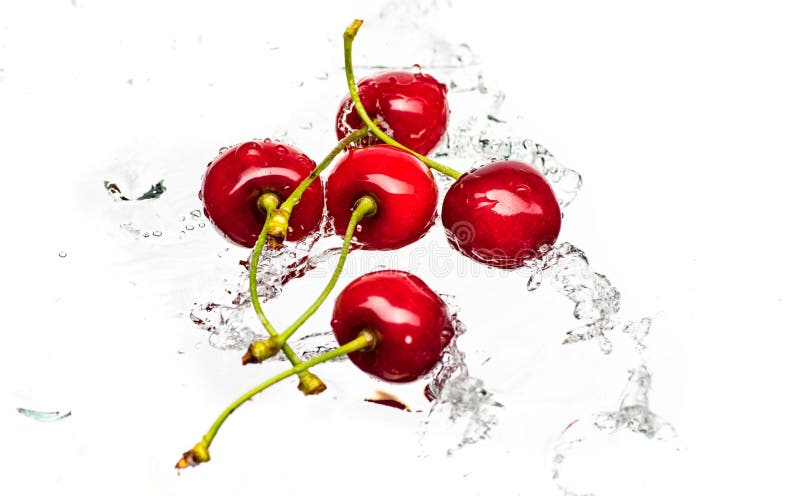 Ripe Red Cherry Abandoned and Falling into the Water Stock Photo ...