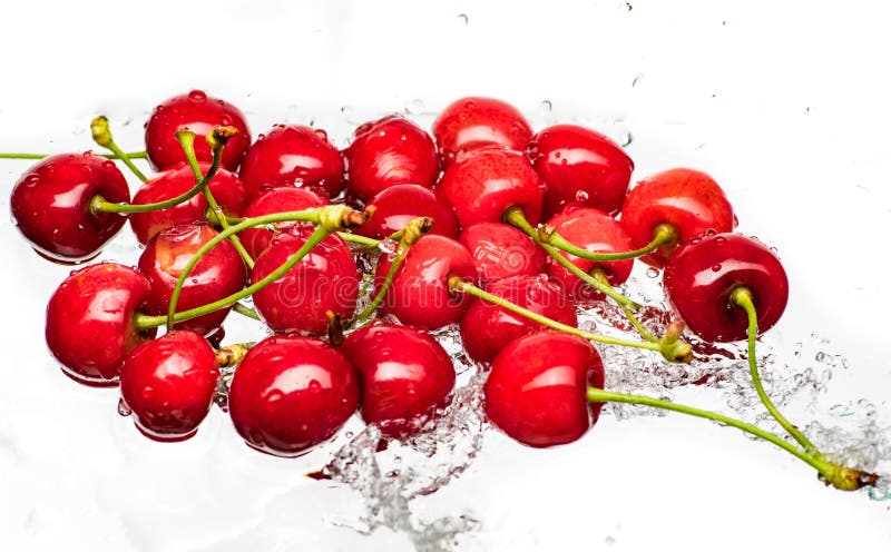 Ripe Red Cherry Abandoned and Falling into the Water Stock Image ...