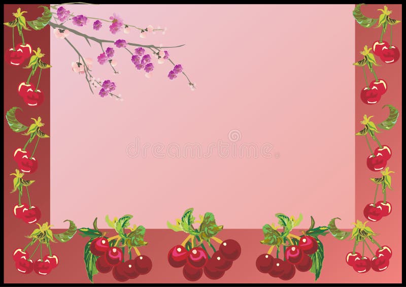 Ripe red cherry frame stock vector. Illustration of blossom - 11775927