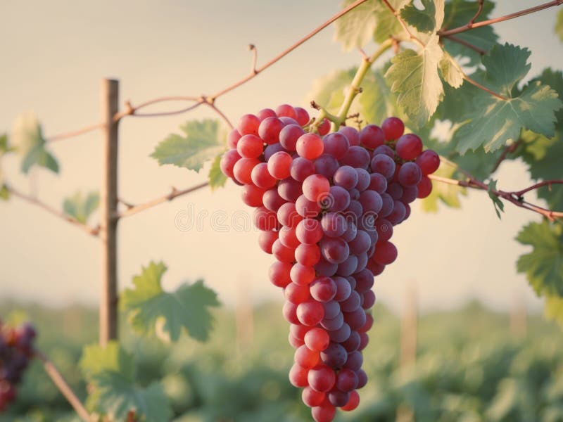 Ripe Red Grape Cluster in a Vineyard before Harvest. Stock Image ...