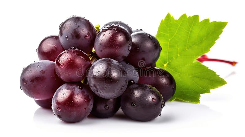Ripe Red Grape with Leaf Isolated on White. with Clipping Path. Full ...