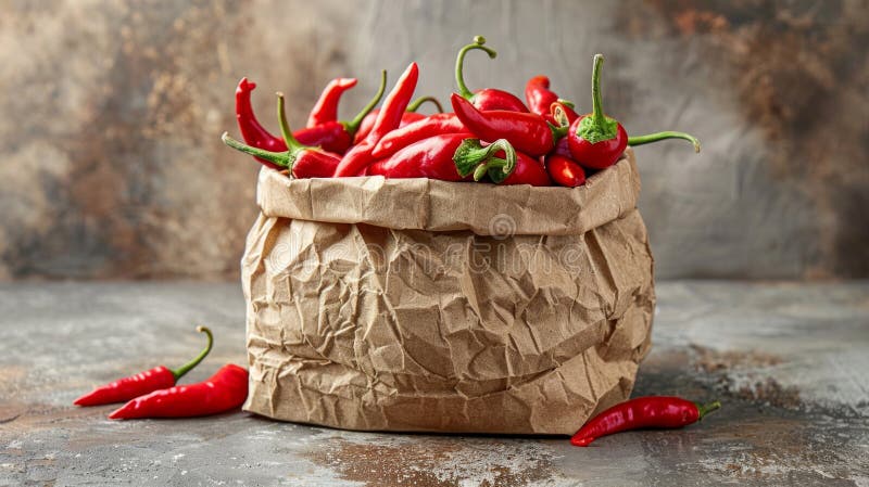 Ripe Red Hot Pepper in a Paper Bag Stock Image - Image of leaf, wood ...