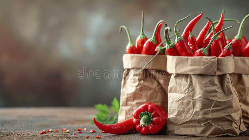 Ripe Red Hot Pepper in a Paper Bag Stock Photo - Image of biodegradable ...