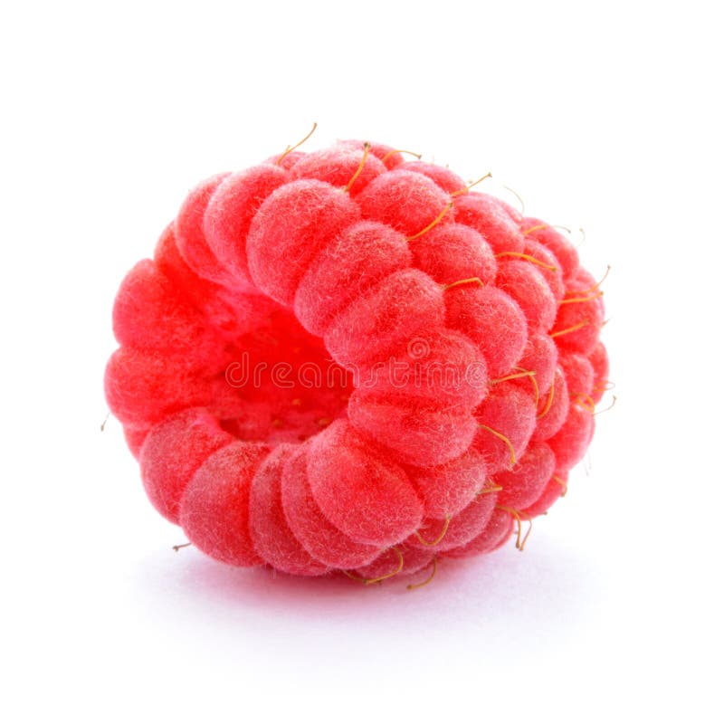 Ripe Red Juicy Raspberry Isolated on White Background Stock Photo ...