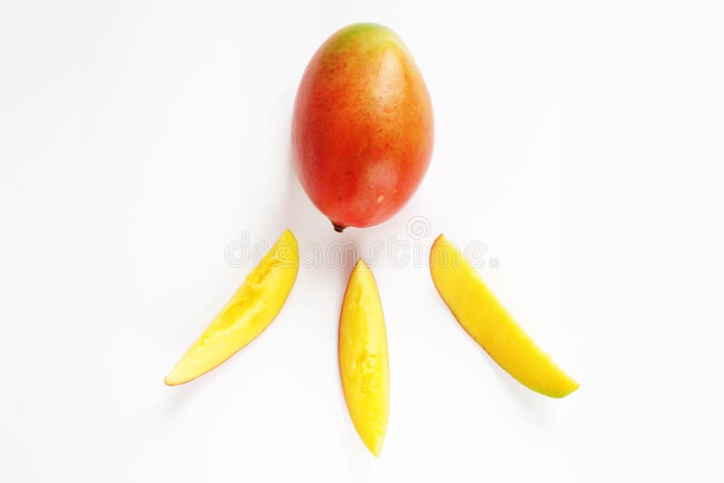 Ripe Red Mango Slices White Background Stock Image - Image of diet ...
