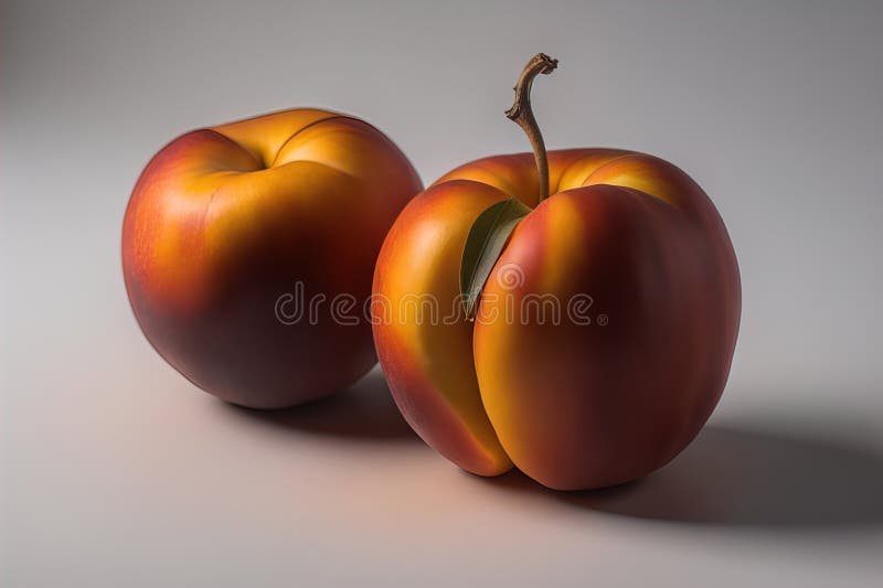 Ripe Red Peach on a Solid Color Background. Ai Generative Stock ...