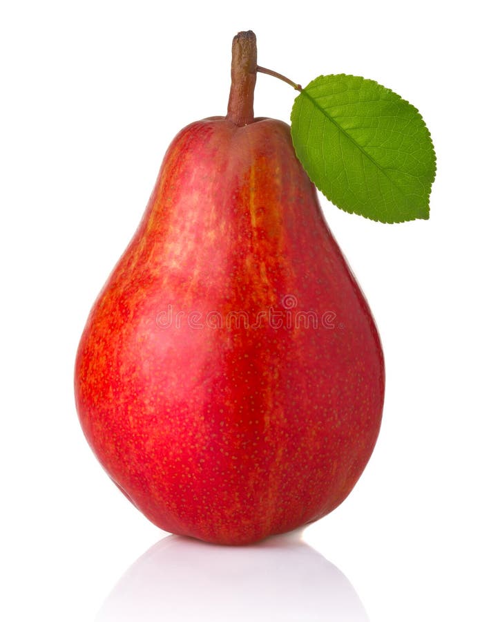 Ripe Red Pear Fruit with Green Leaves Stock Image - Image of ripe ...