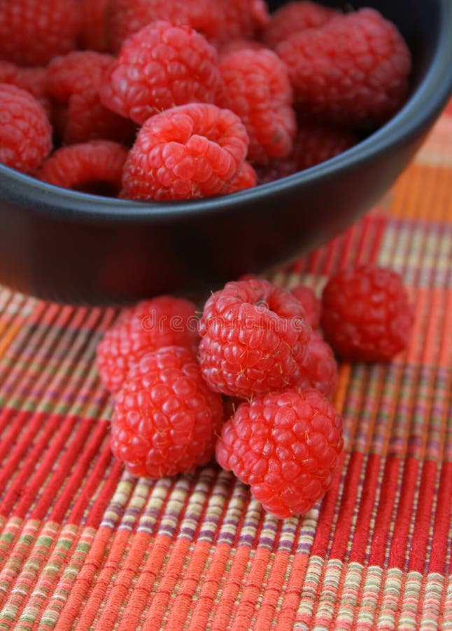 Ripe Red Raspberries in Bowl Stock Image - Image of tasty, nutritious ...
