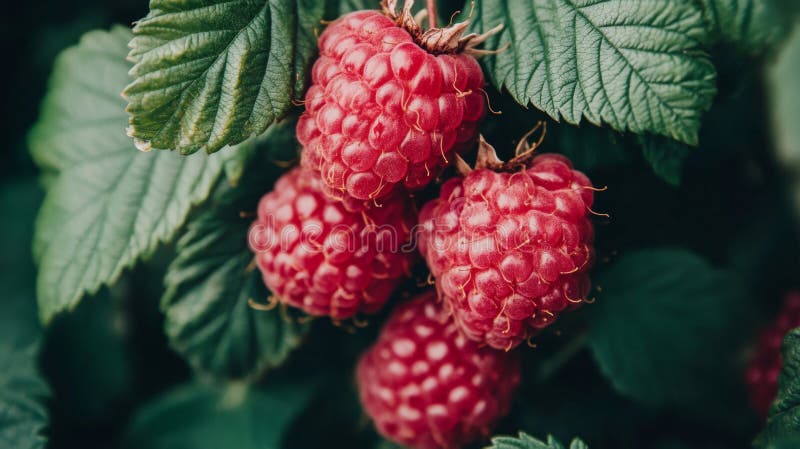 Ripe Red Raspberries on the Vine Stock Image - Image of antioxidant ...