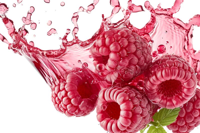 Raspberry Splash Isolated on White Background Stock Image - Image of ...