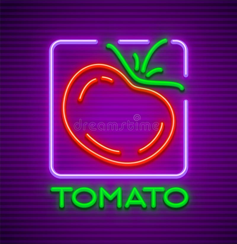 Tomato Neon Label stock vector. Illustration of fresh - 186407014