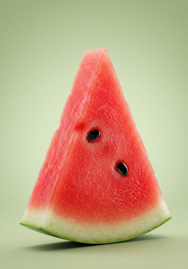 Ripe Red Watermelon Slice on Green Background Stock Illustration ...