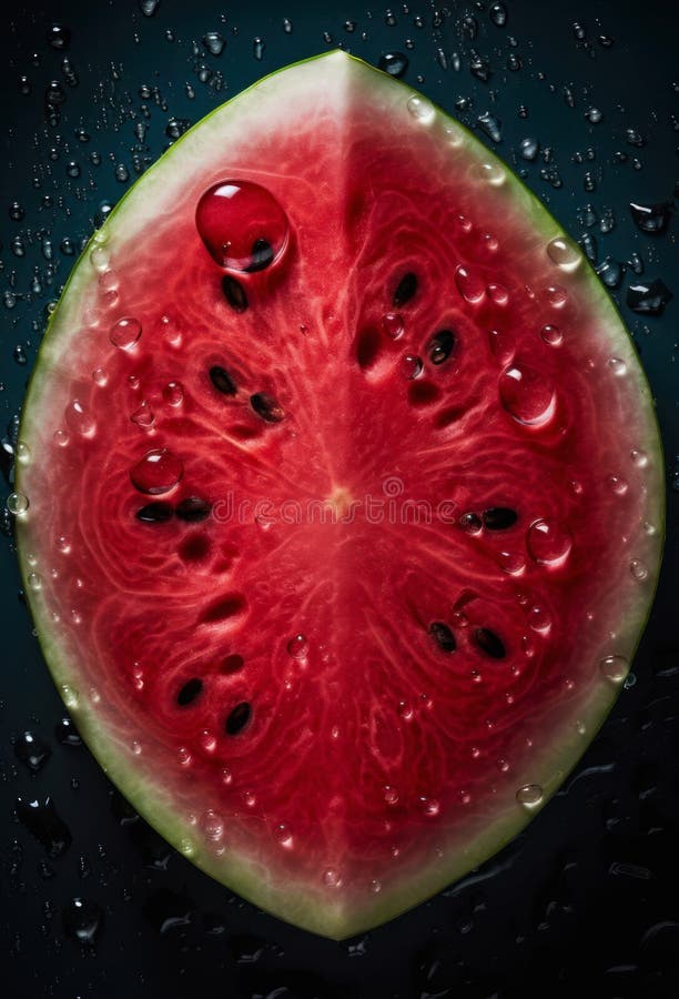 Ripe Slice of Watermelon with Water Drops. Stock Illustration ...