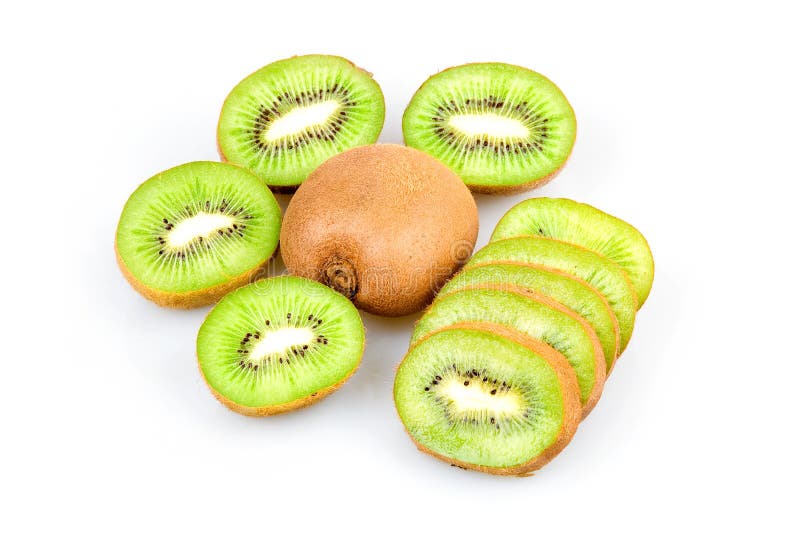Ripe Sliced Kiwi Fruits Isolated Stock Image - Image of green, juicy ...