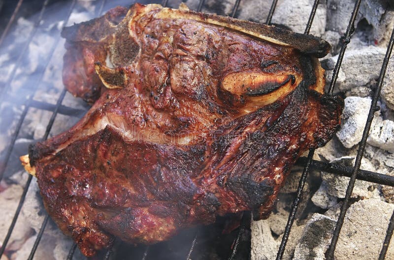 Ripe steak on bbq stock image. Image of huge, lamb, appetite - 7489057