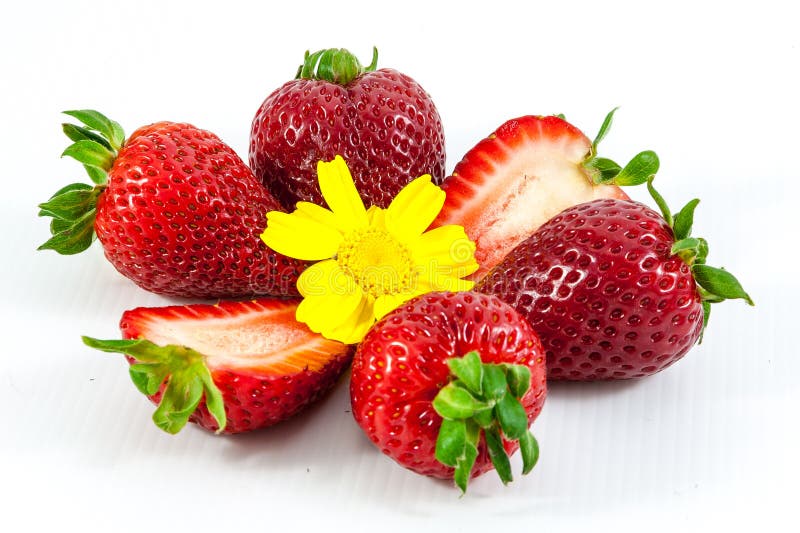 Ripe Strawberries and Flower Stock Image - Image of freshness, blooms ...