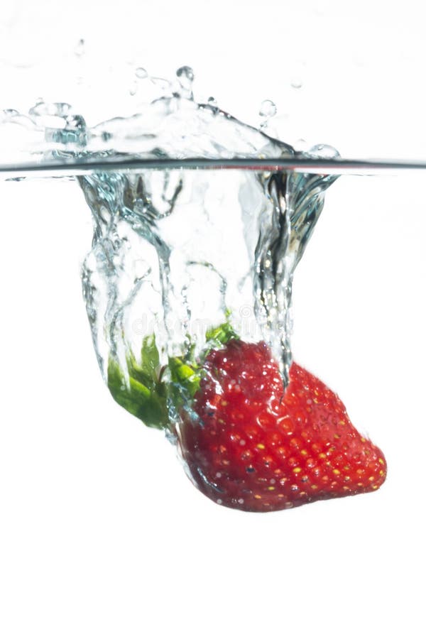 Ripe Strawberry Falling in Water Stock Photo - Image of attribute, food ...