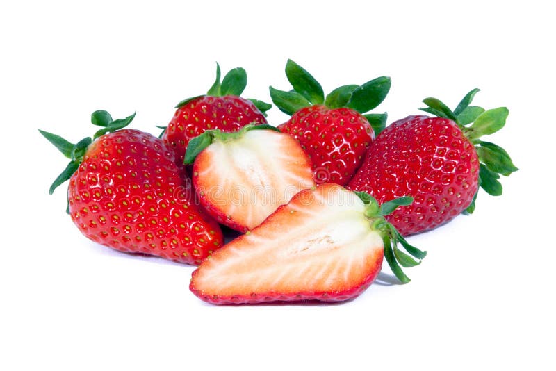 Ripe Strawberry in Half and Whole. Stock Photo - Image of health, food ...